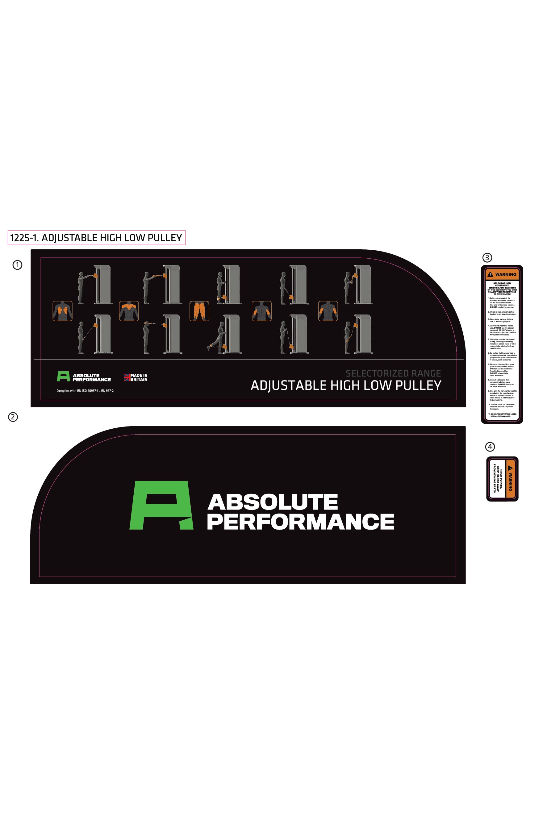 Absolute Performance - Sticker Set 1225-1 Adjustable High Low Pulley ...