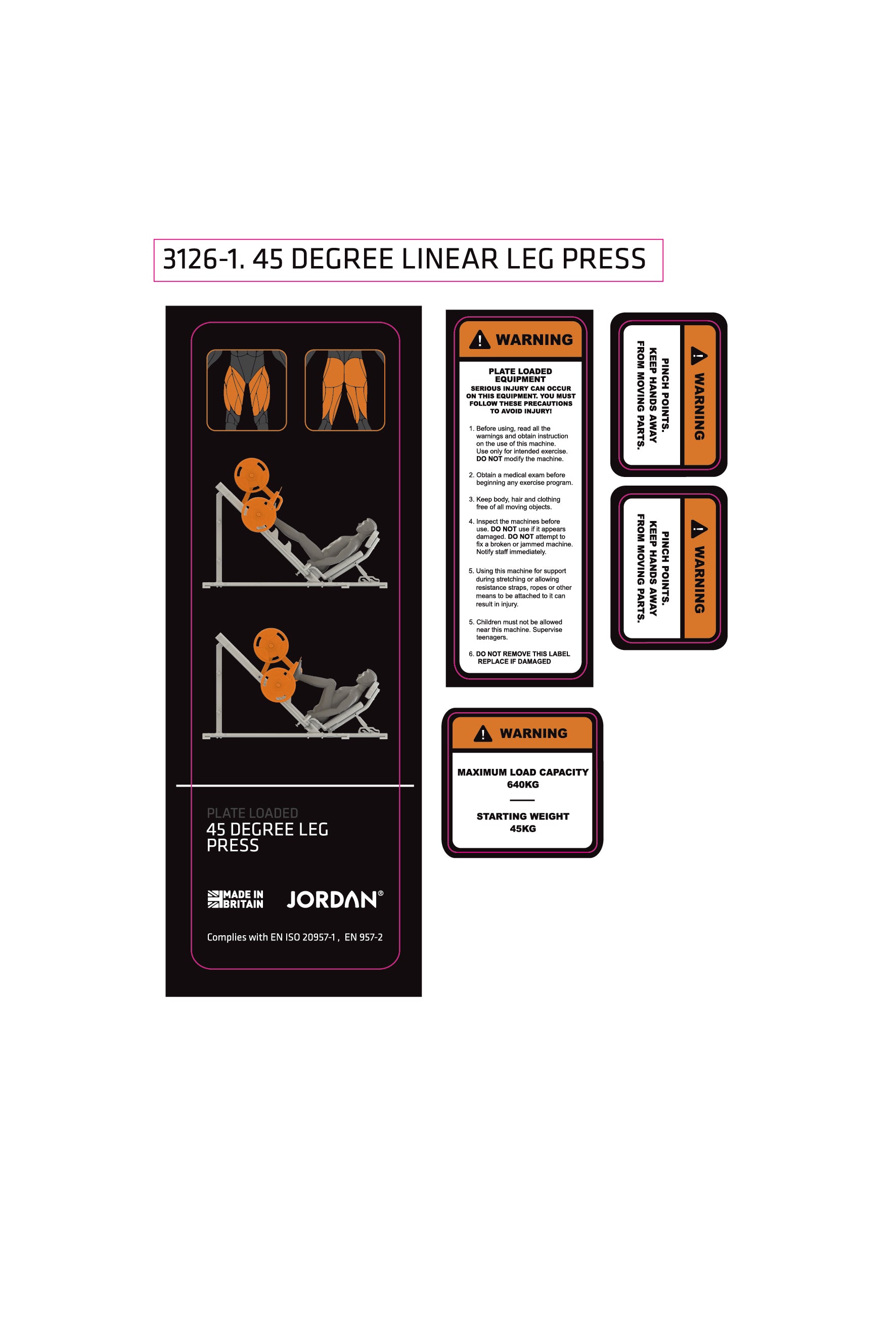JOR - Sticker Set 3126-1 45 Degree Linear Leg Press – Super-Wide Digital