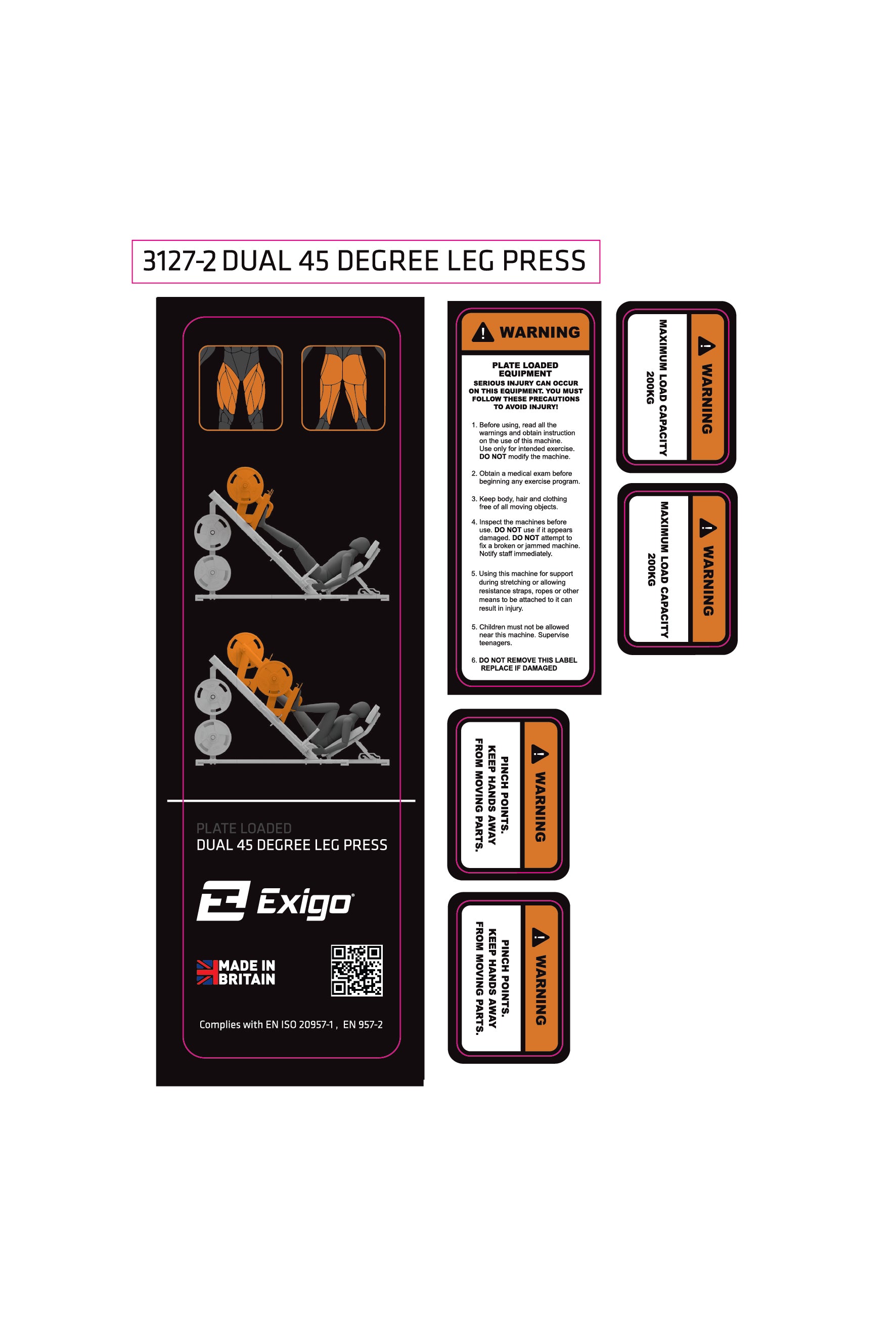 Exigo Generic - Sticker Set 3127-2 Dual 45 Degree Leg Press – Super ...