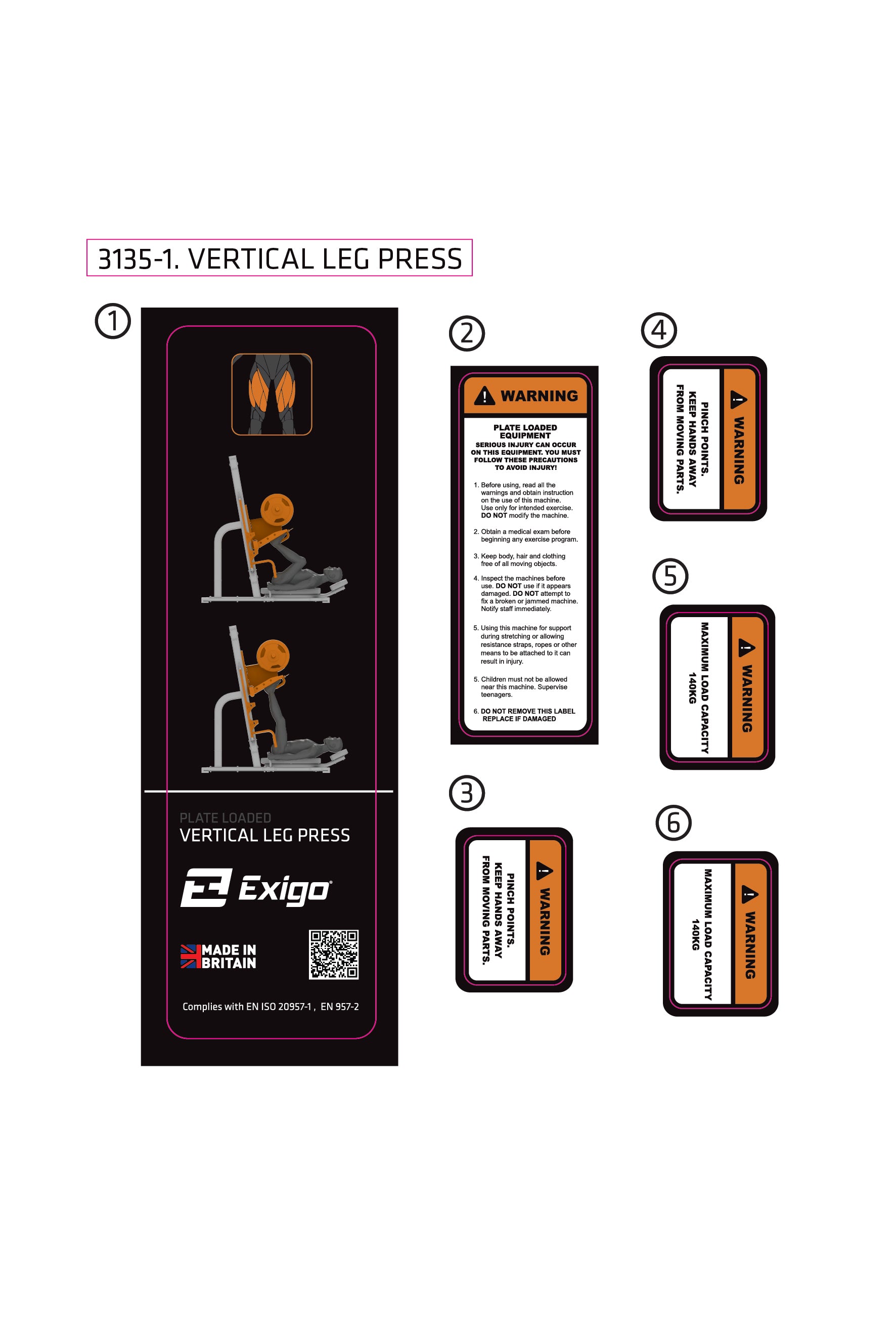 Exigo Generic - Sticker Set 3135-1 Vertical Leg Press – Super-Wide Digital